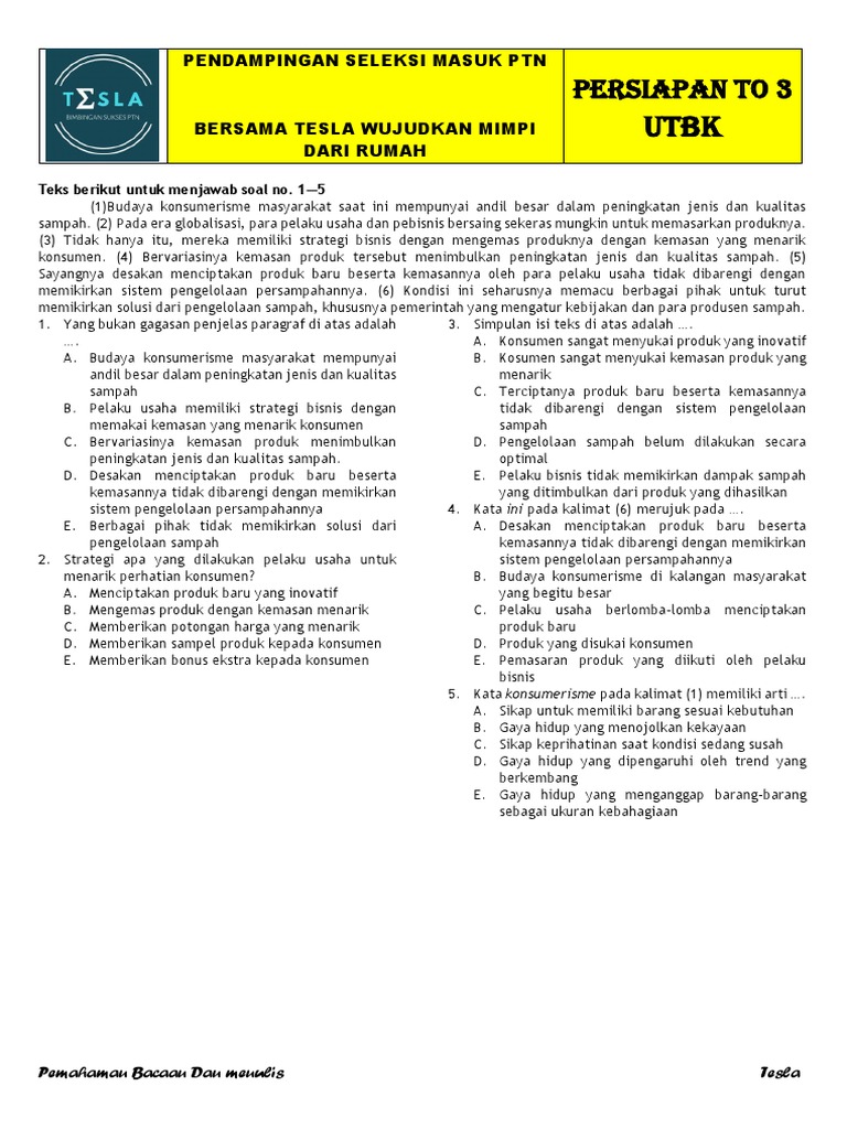 Persiapan To 3 Utbk | PDF