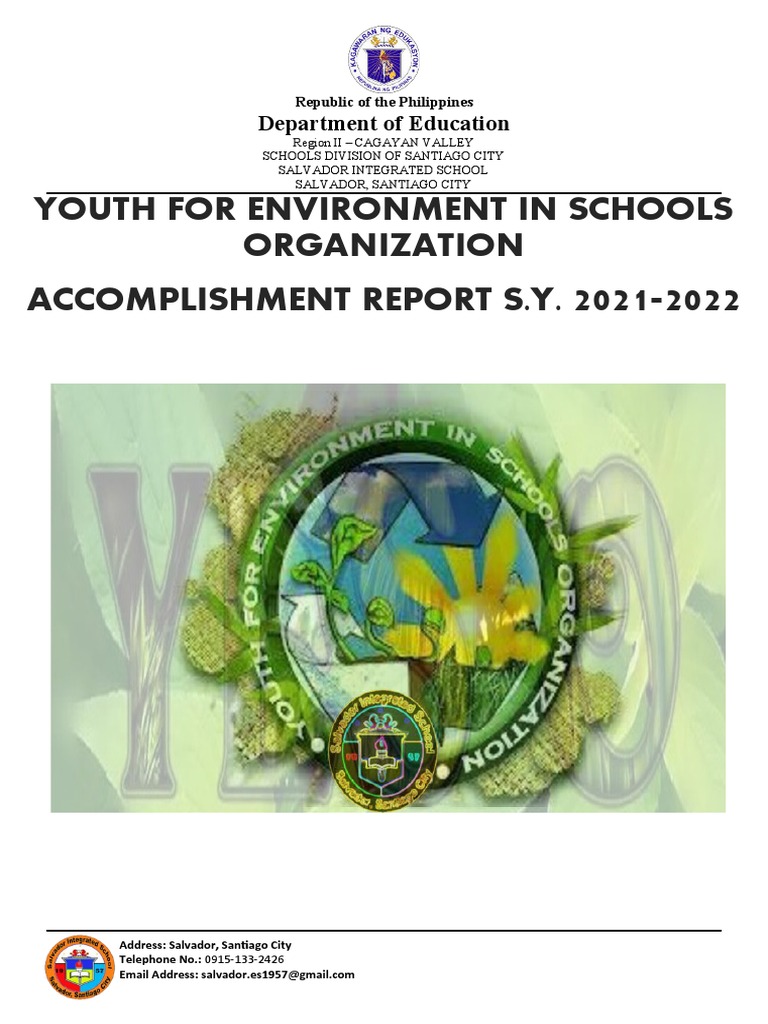 YES O Accomplishment reportSY2021 2022 | PDF | Environmental Social Science | Natural Environment