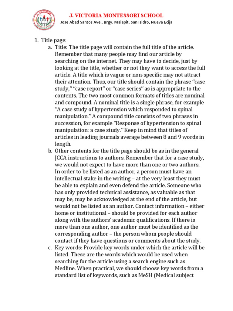 Case Study Guidelines for Authors | PDF | Abstract (Summary) | Medical ...
