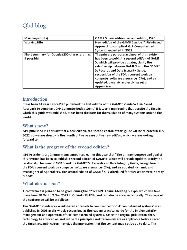 GAMP 5 Second Edition | PDF