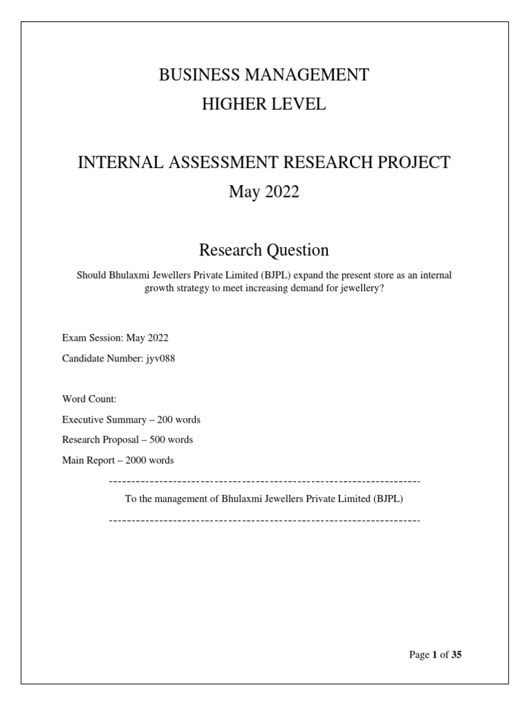 BM HL IA Sample 1 | PDF