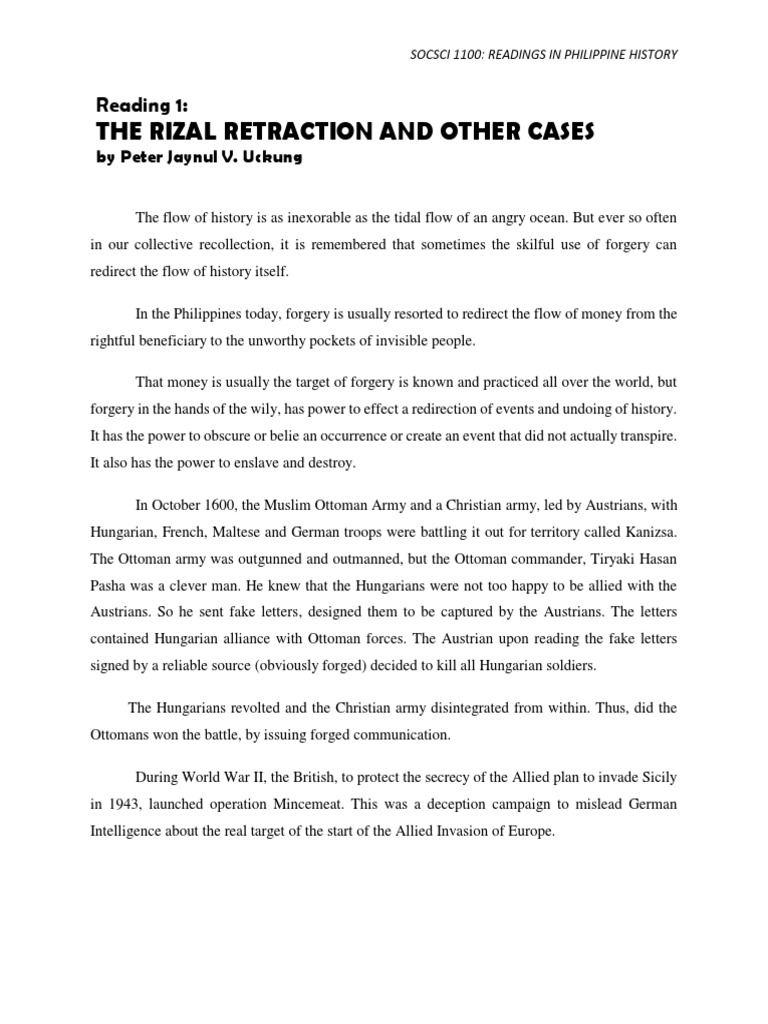 1 The Retraction of Jose Rizal | PDF