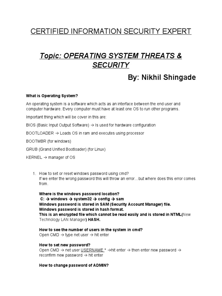 3.operating System Threats - Security | PDF | Password | Computer File