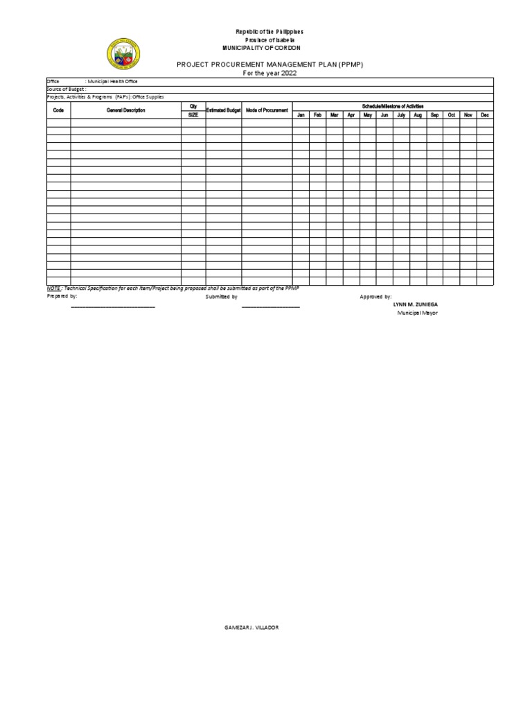 2023 Project Procurement Management Plan | PDF | Stationery