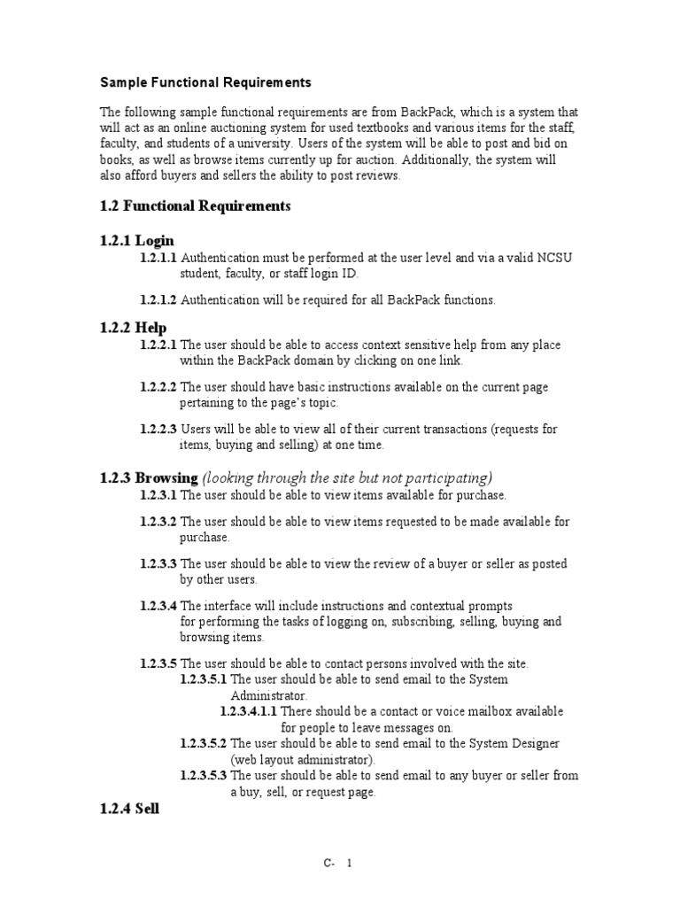 Sample Functional Requirements | PDF | Auction | Internet