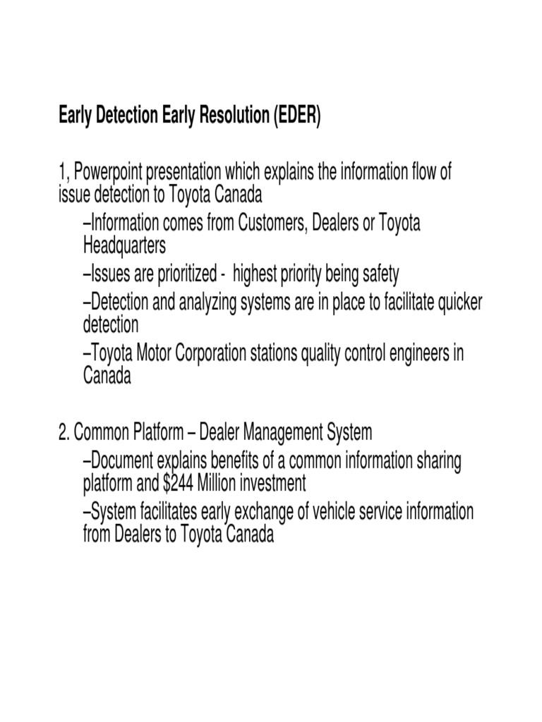 Tab 3 - Early Detection Early Resolution EDER EN | PDF | Motor Vehicle ...