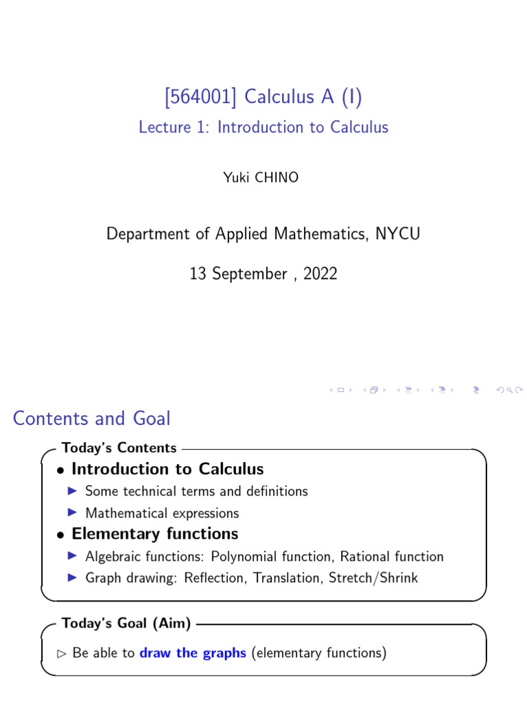 Calculus I (Lecture 1) | PDF