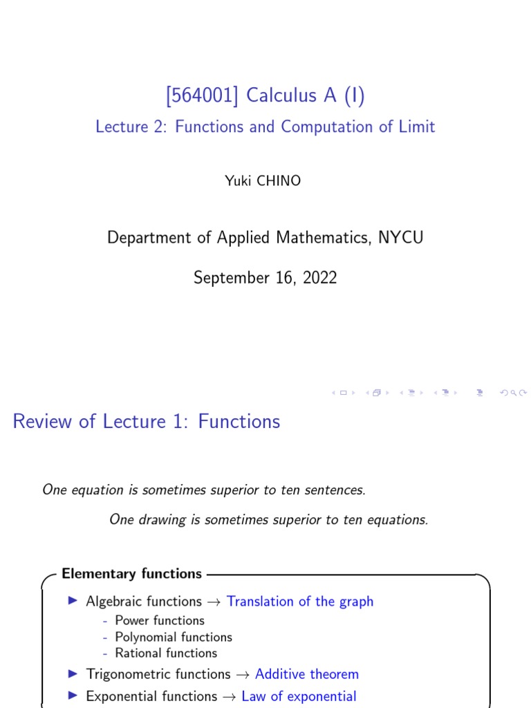 Calculus I Lecture 2 Pdf Function Mathematics Exponential Function