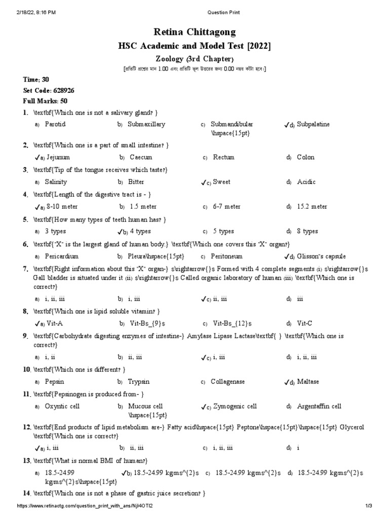 (EM HSC Biology) Zoology Chapter-3 | PDF
