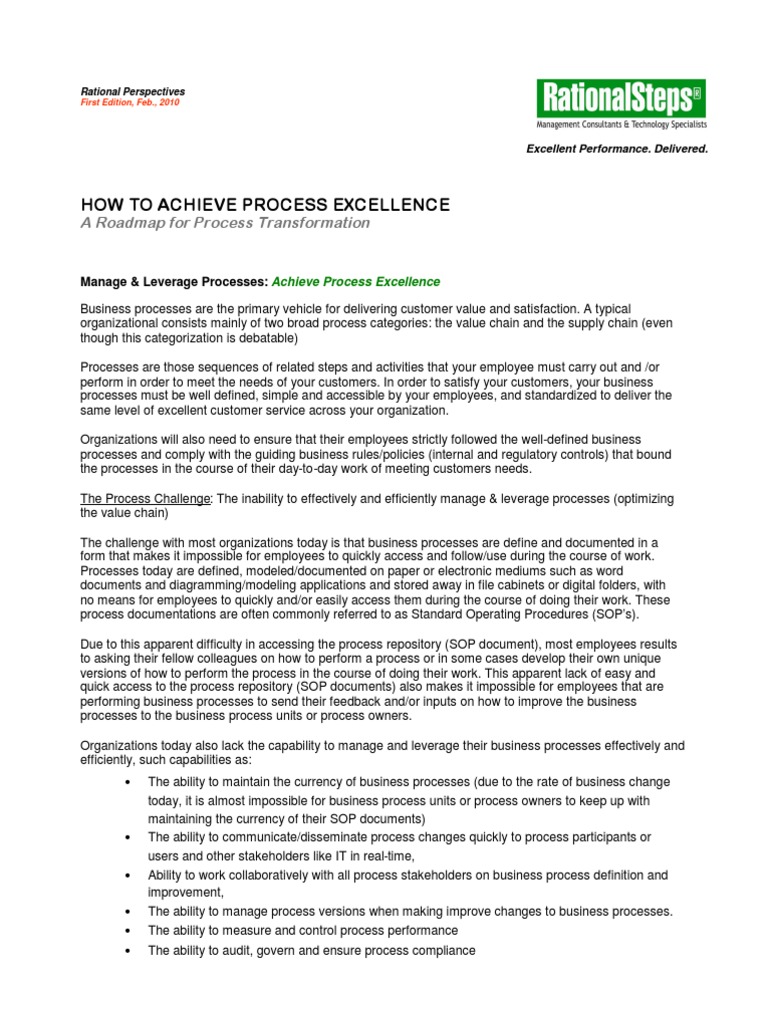 How To Achieve Process Excellence: A Roadmap For Process Transformation ...