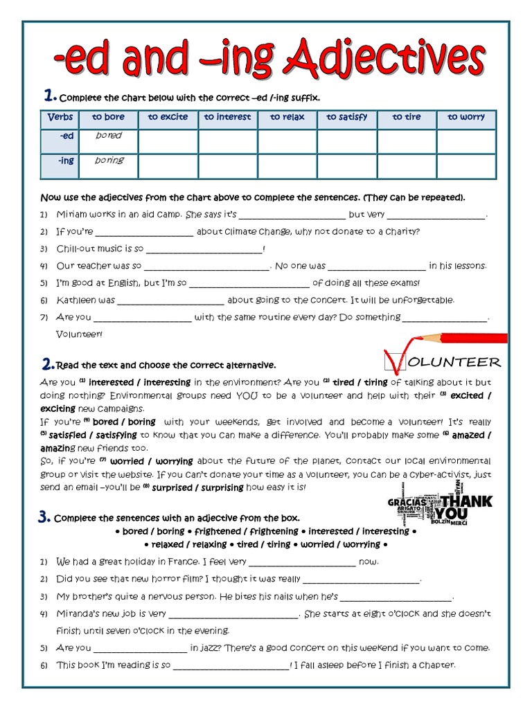 Adjectives Ending Ed and Ing | PDF