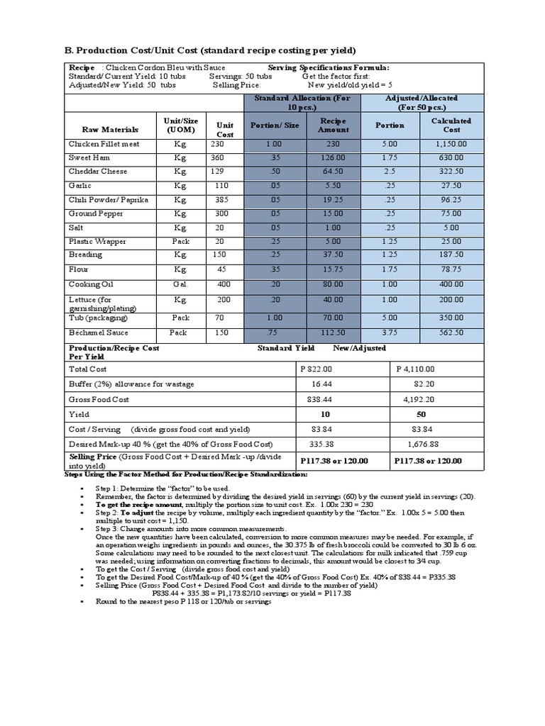 Production Costing | PDF | Pound (Mass) | Ounce