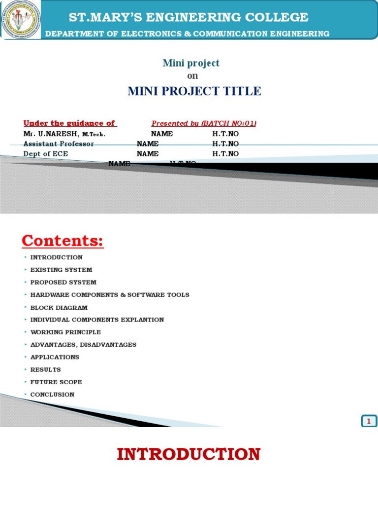 Sample PPT For Mini Project | PDF