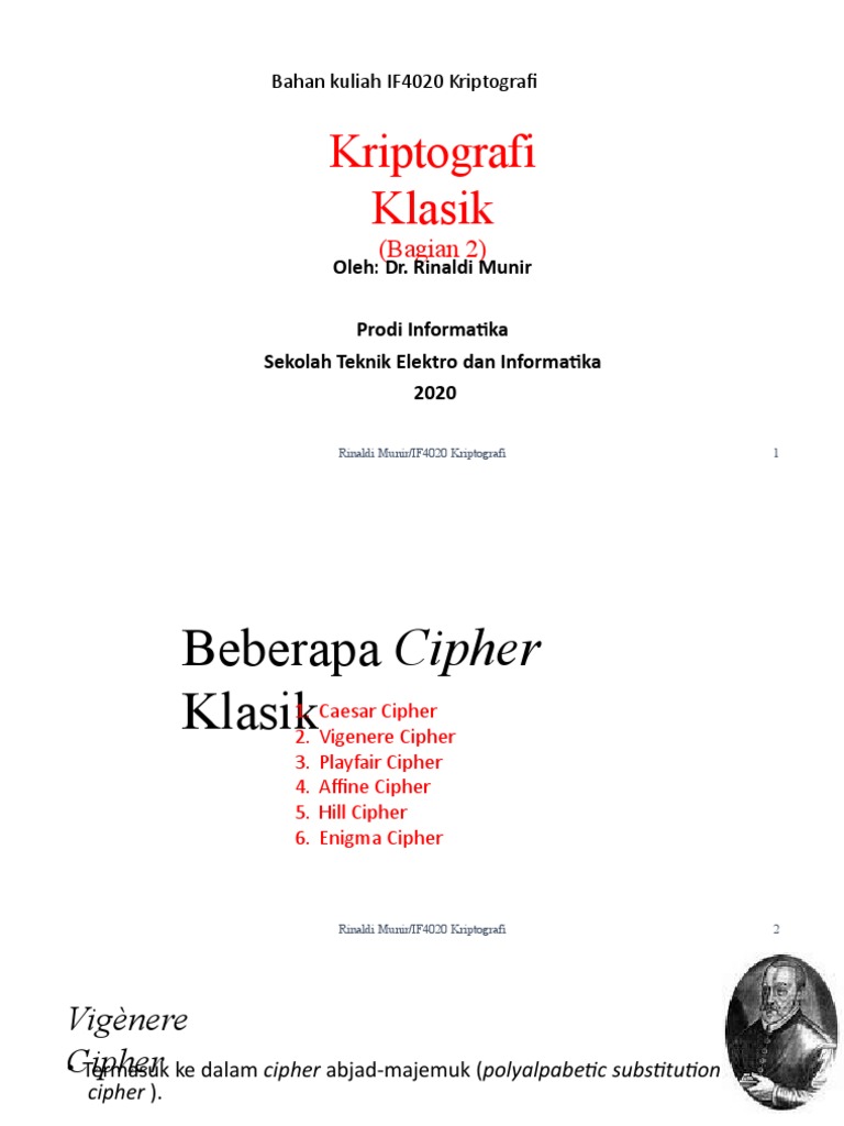 Kriptografi Klasik Bagian2 | PDF