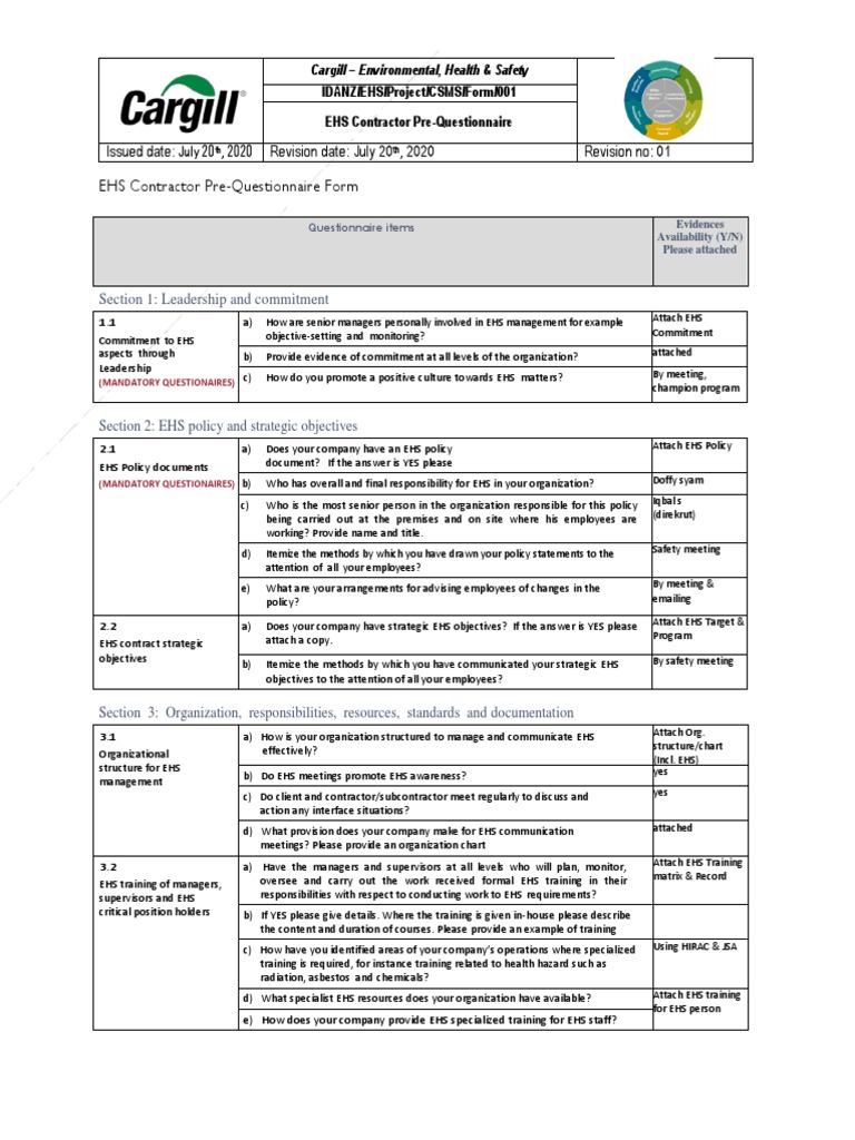 EHS Contractor Pre | PDF