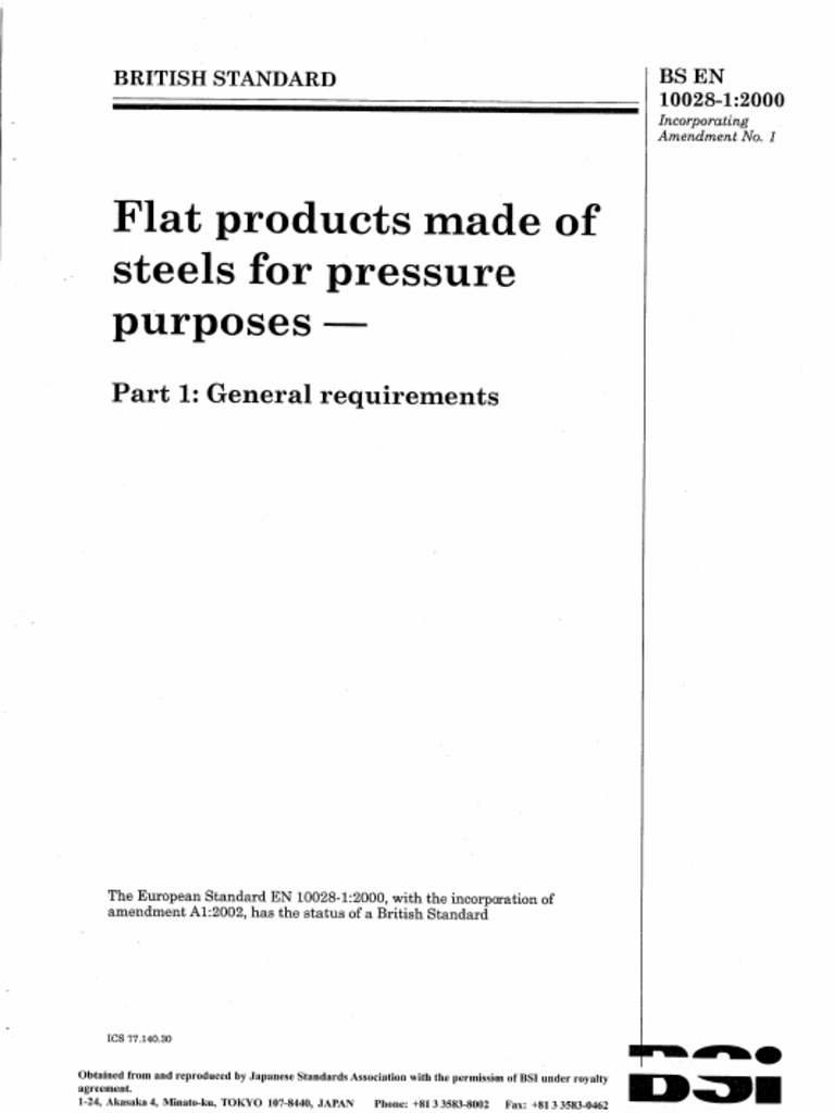 BS en 10028-1 - 2000 Plate | PDF