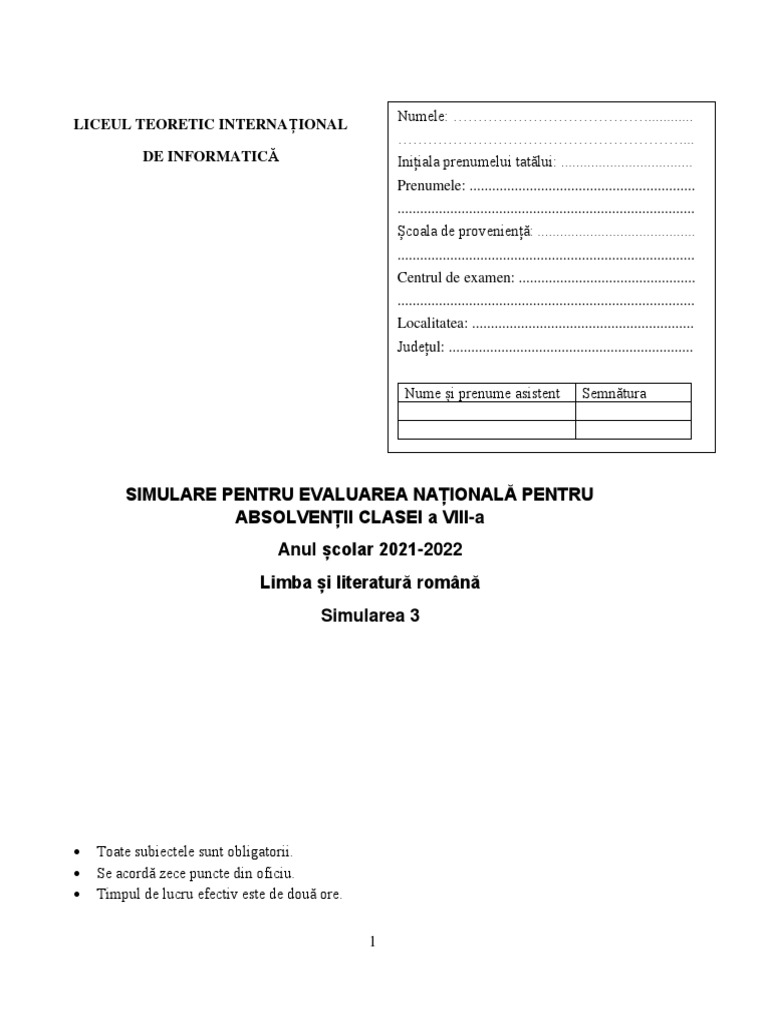 Simulare 3 | PDF