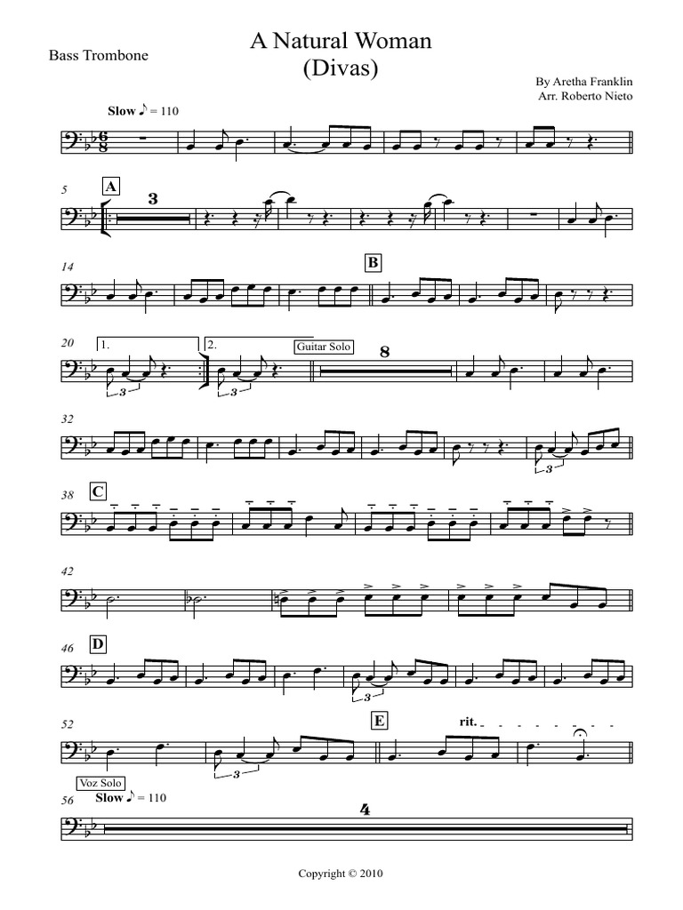 A Natural Woman Big Band - Bass Trombone | PDF