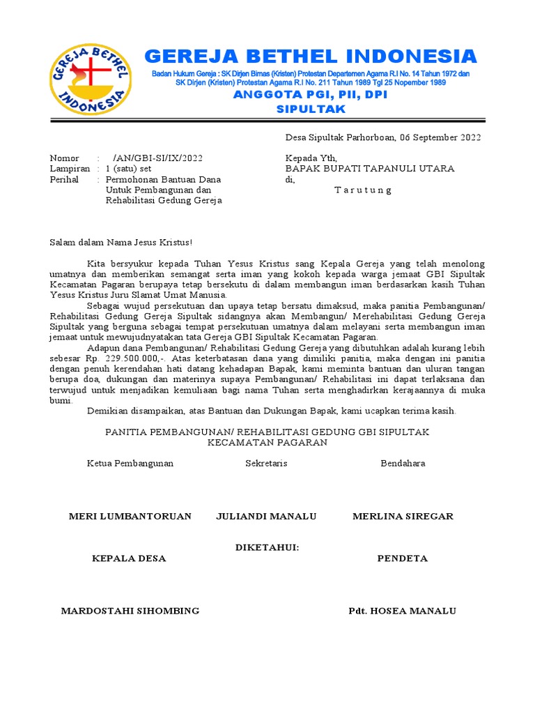 Gereja Bethel Indonesia Sipultak | PDF