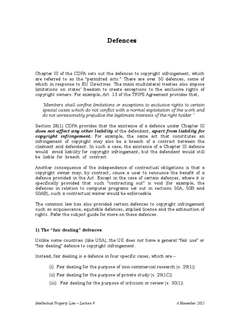 Defences | PDF | Fair Dealing | Government Defences | PDF | Fair Dealing | Government