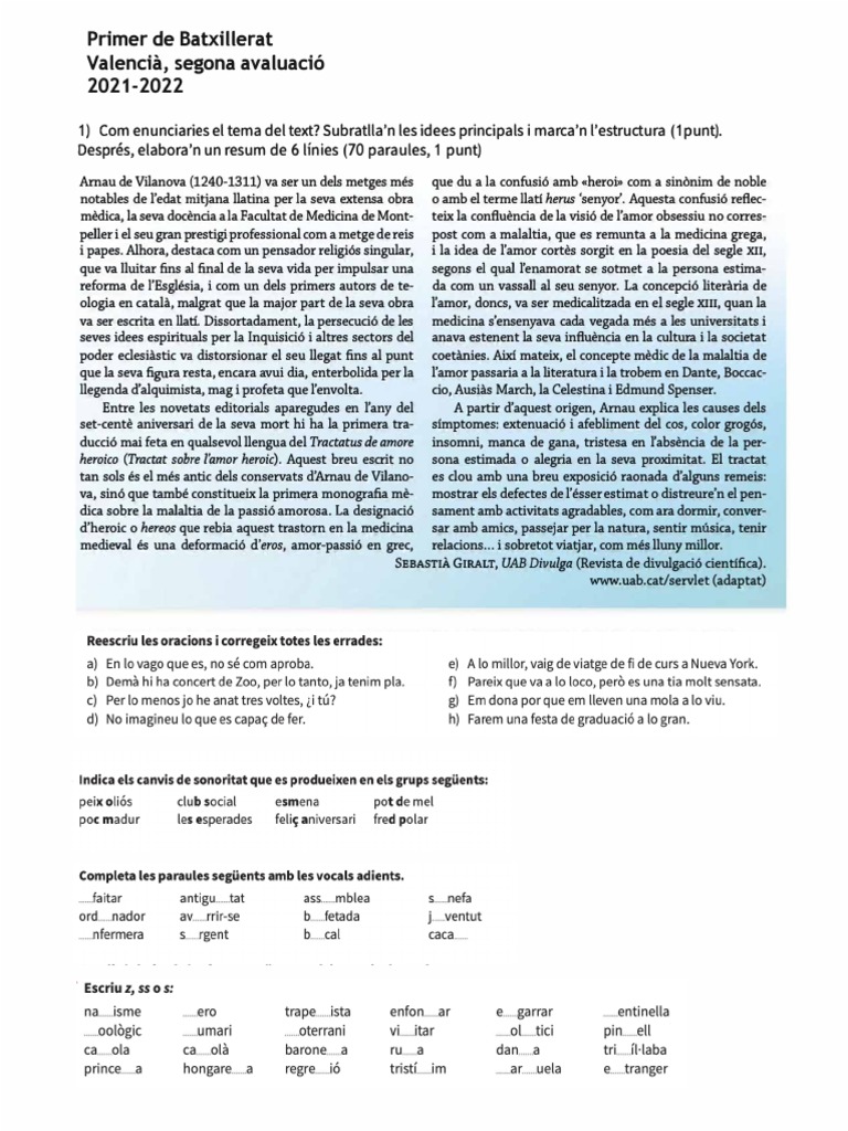 Examen 1bat 2a AV 21-22 | PDF