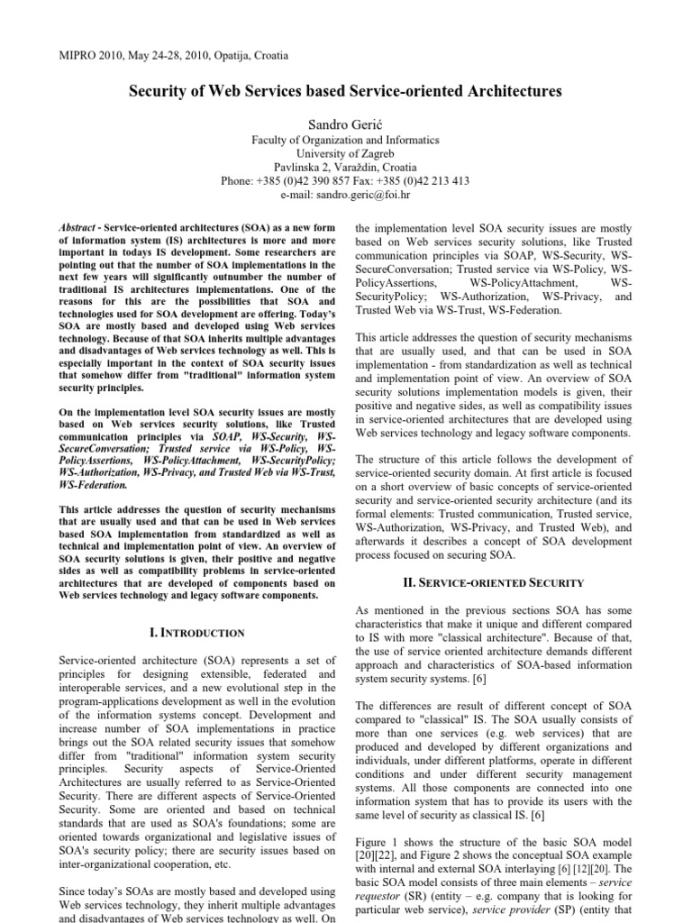 Security of Web Services Based Service-Oriented Architectures | PDF | Service Oriented ...