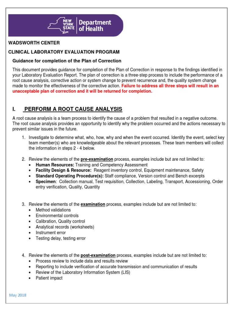 Guidance for Completion of Lab Evaluation Plan of Correction | PDF | Audit | Quality Assurance