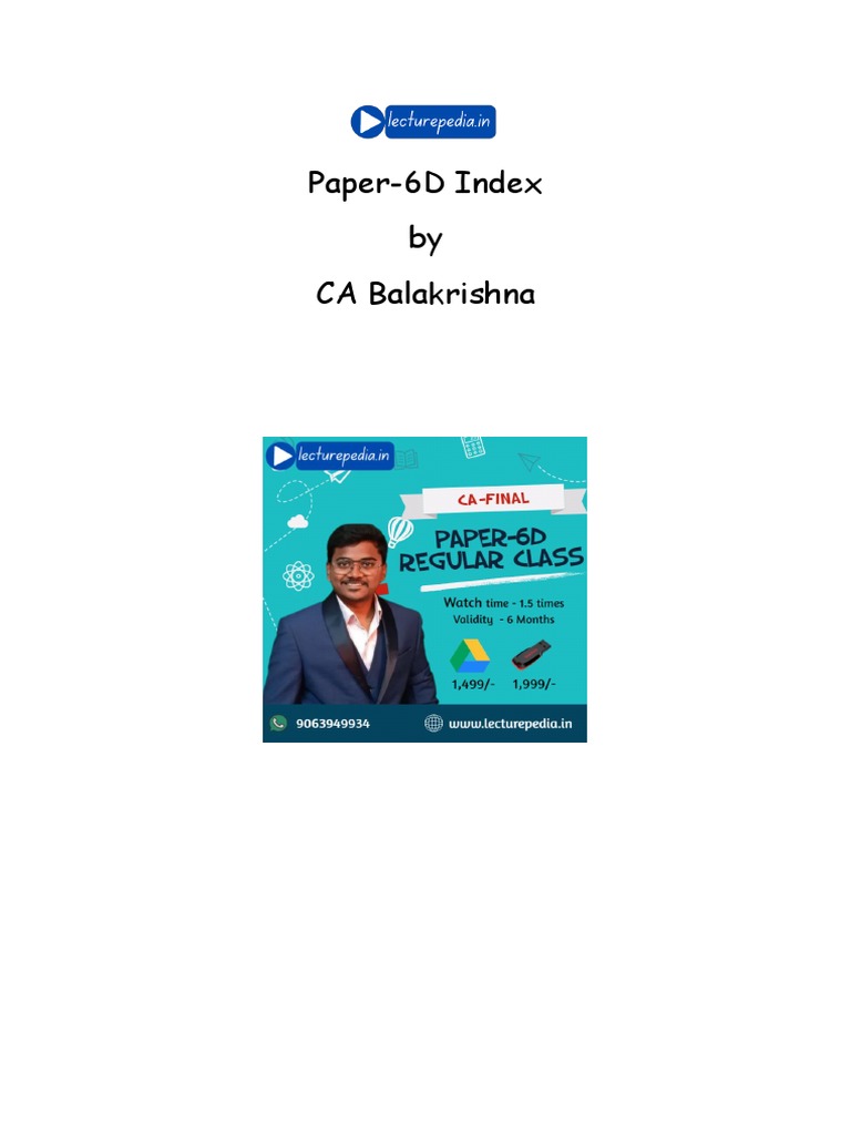 Paper-6D Index by CA Balakrishna | PDF