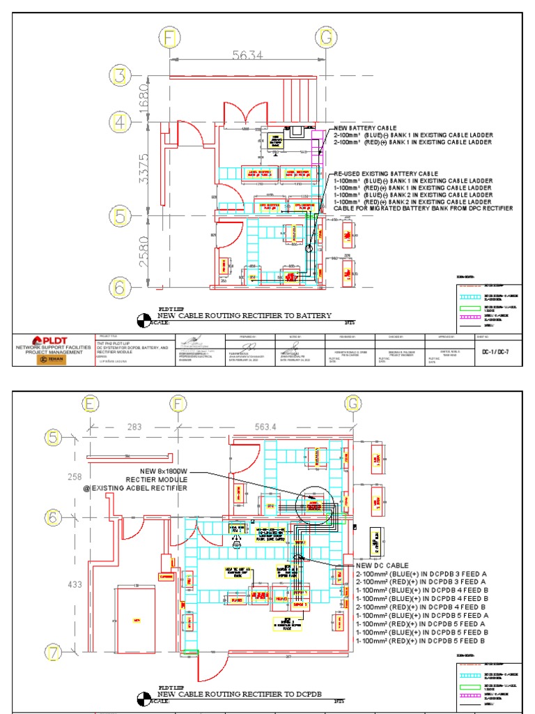 PLDT DC System Battery Cable Layout | PDF | Fuse (Electrical) | Rectifier