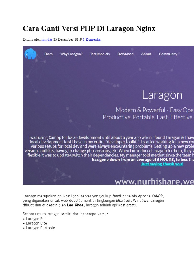 Cara Ganti Versi PHP Di Laragon Nginx | PDF