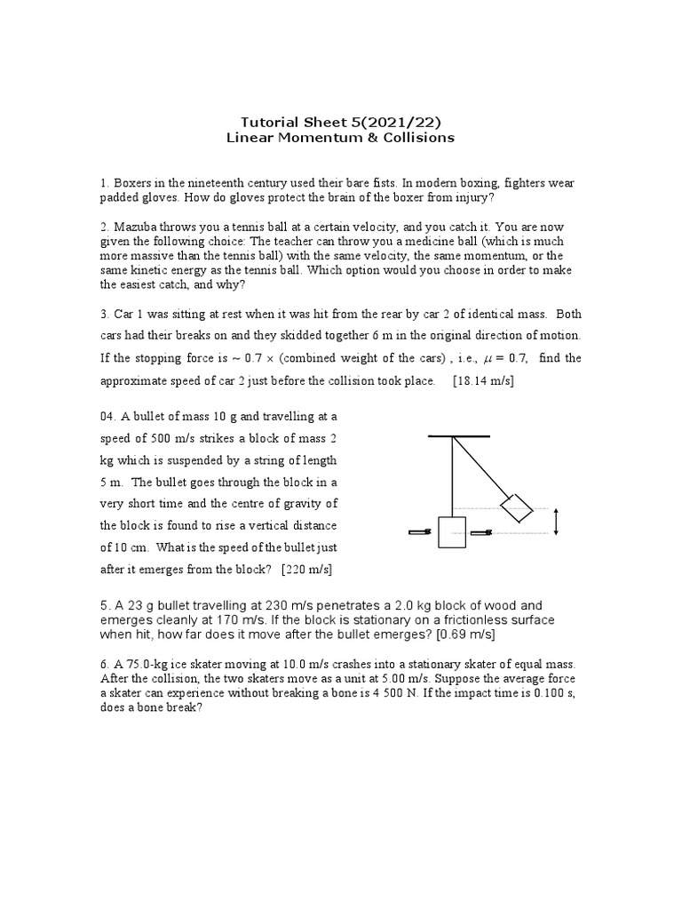 Tut-05 - Linear Momentum 2022 | PDF | Momentum | Collision