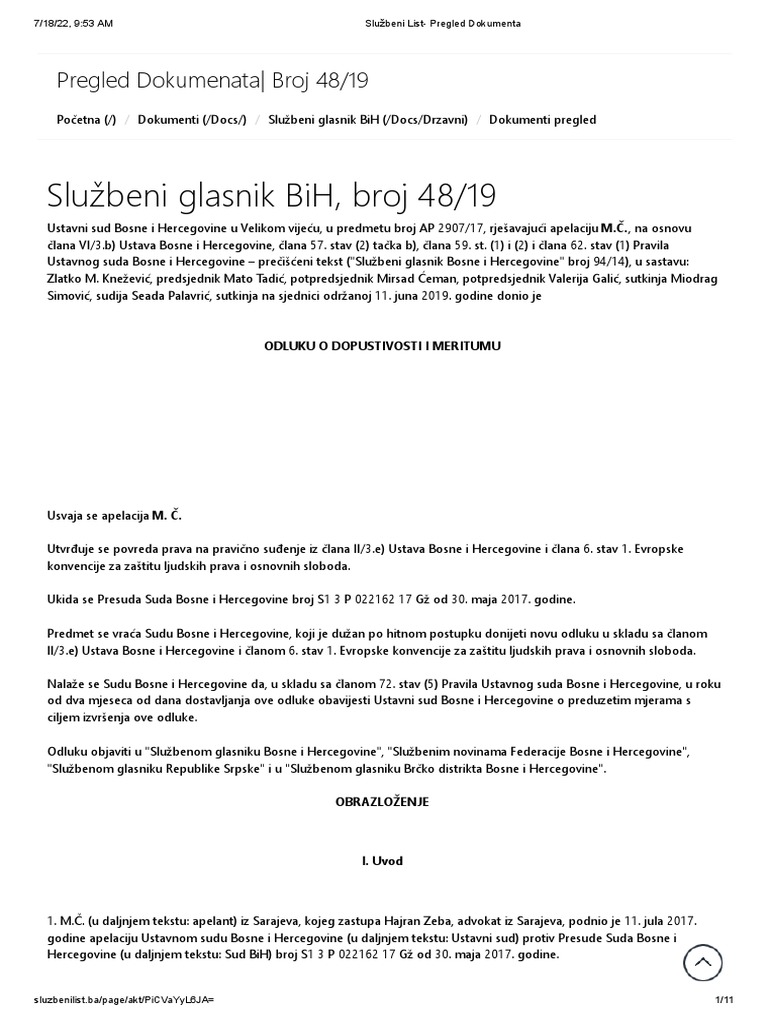 US BiH - Prinudno Izvršenje - Rokovi | PDF