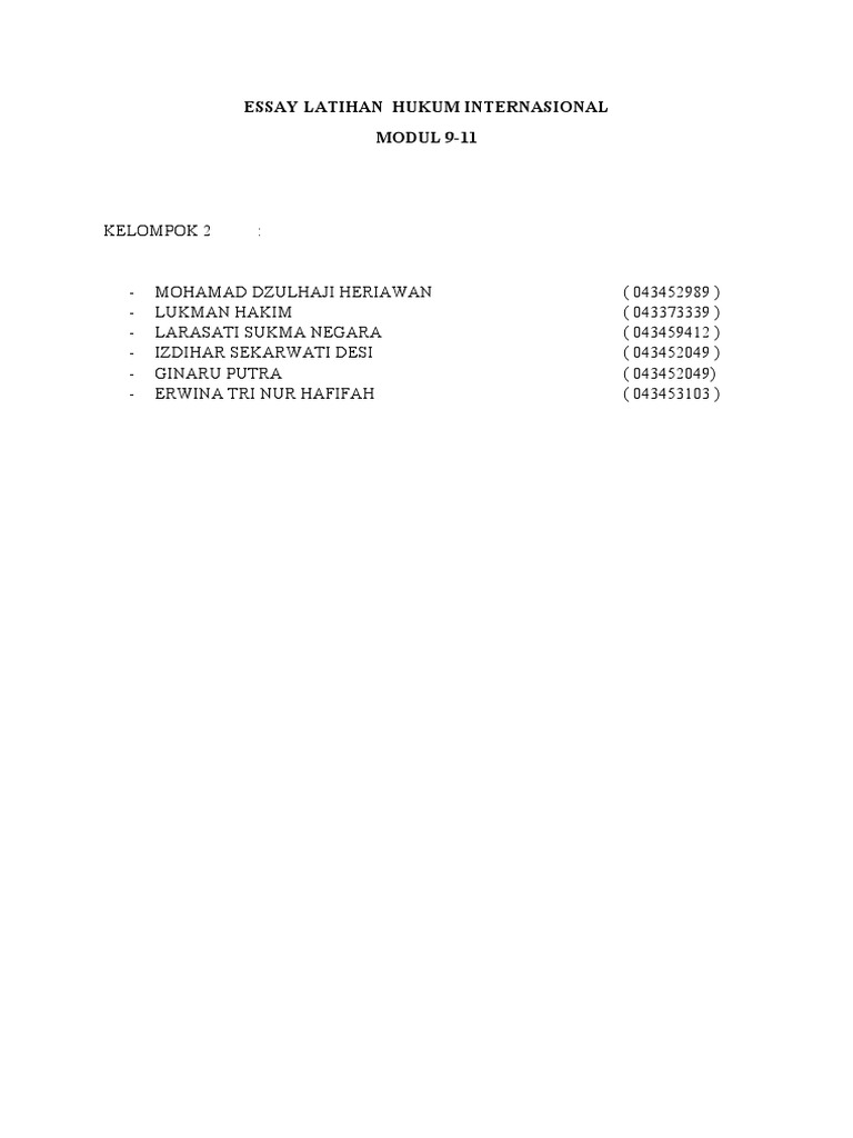 Essay Latihan Hukum Internasional | PDF