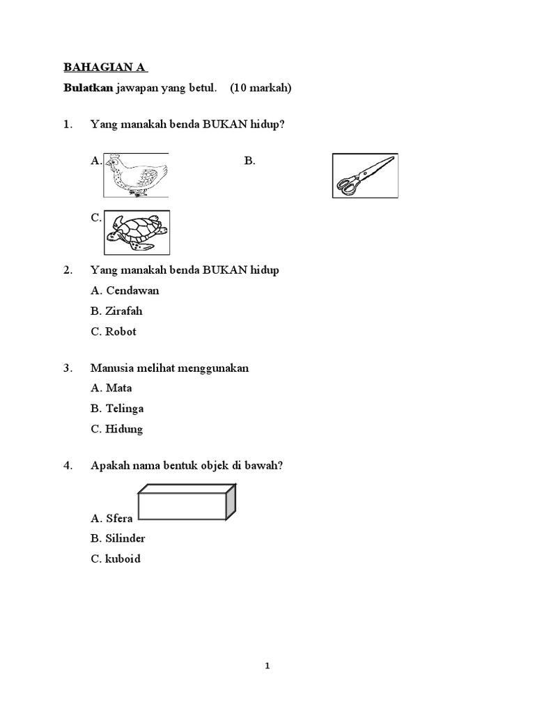 Akhir Tahun 1 Sains Pdf