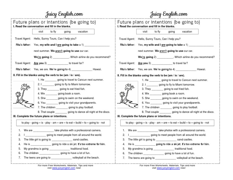 Future Plans: "Be Going To" Exercises | PDF