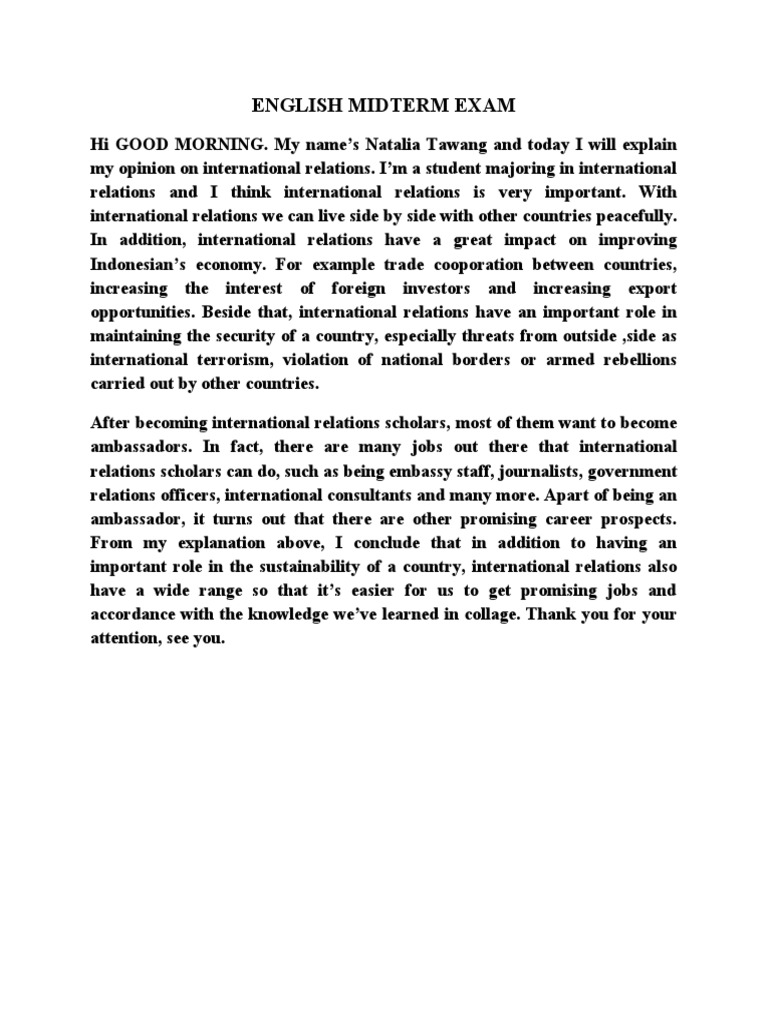 English Midterm Exam | PDF