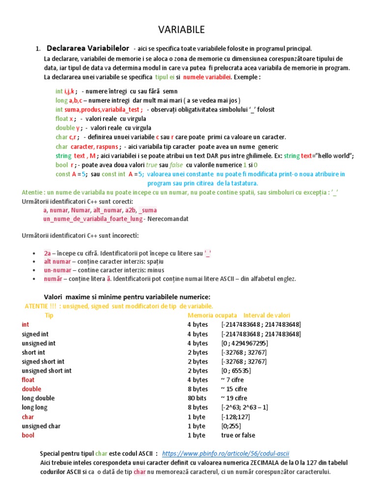 2740 Variabile Si Operatori | PDF