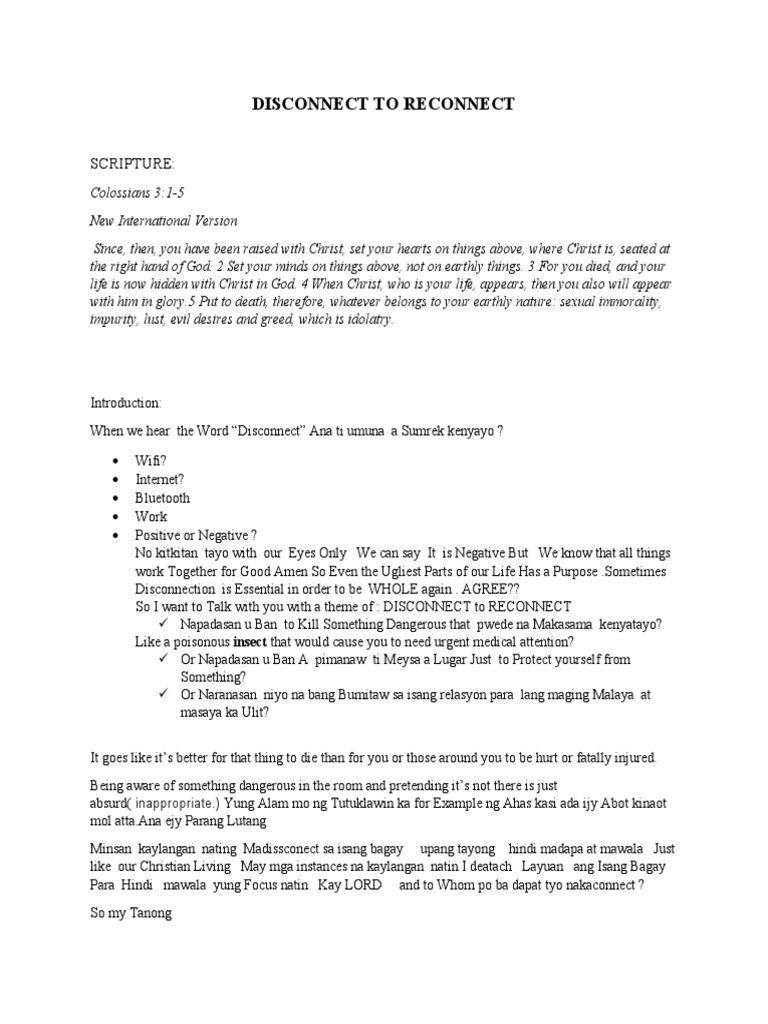 DISCONNECT TO RECONNECT | PDF | Mobile Phones | Jesus