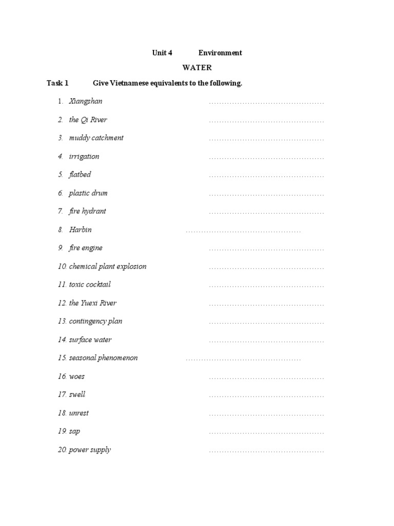 WATER Translation 1 Topic 4 | PDF