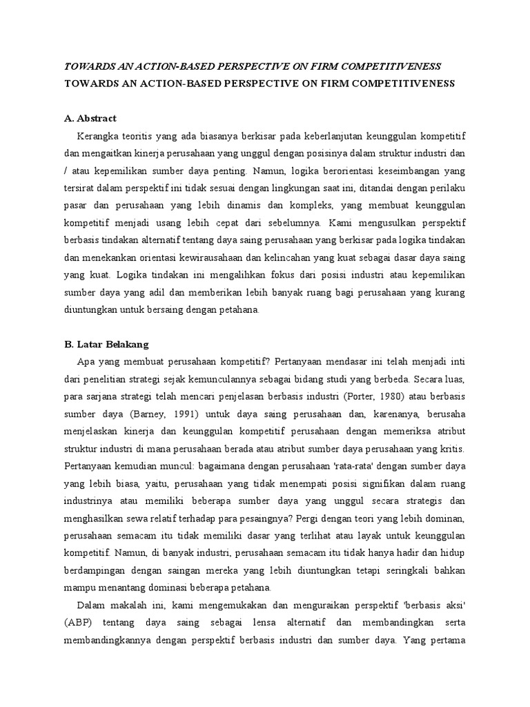 Translate Towards An Action-Based Perspective On Firm | PDF