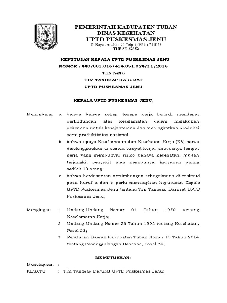 SK Tim Tanggap Darurat | PDF