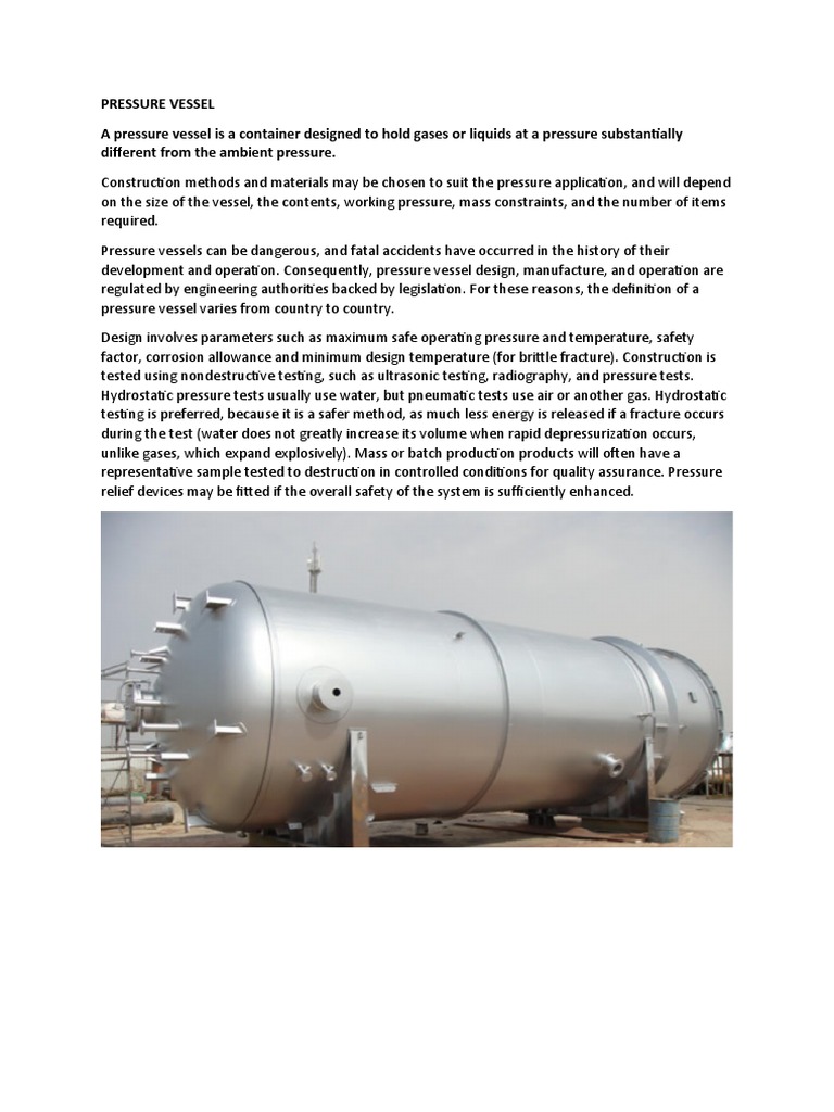 Pressure Vessel | PDF | Mechanical Engineering | Applied And Interdisciplinary Physics