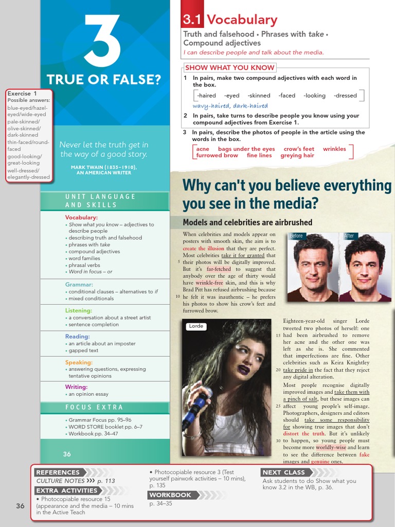 Focus B1 Part 2 Unit 3 | PDF | Selfie | Question