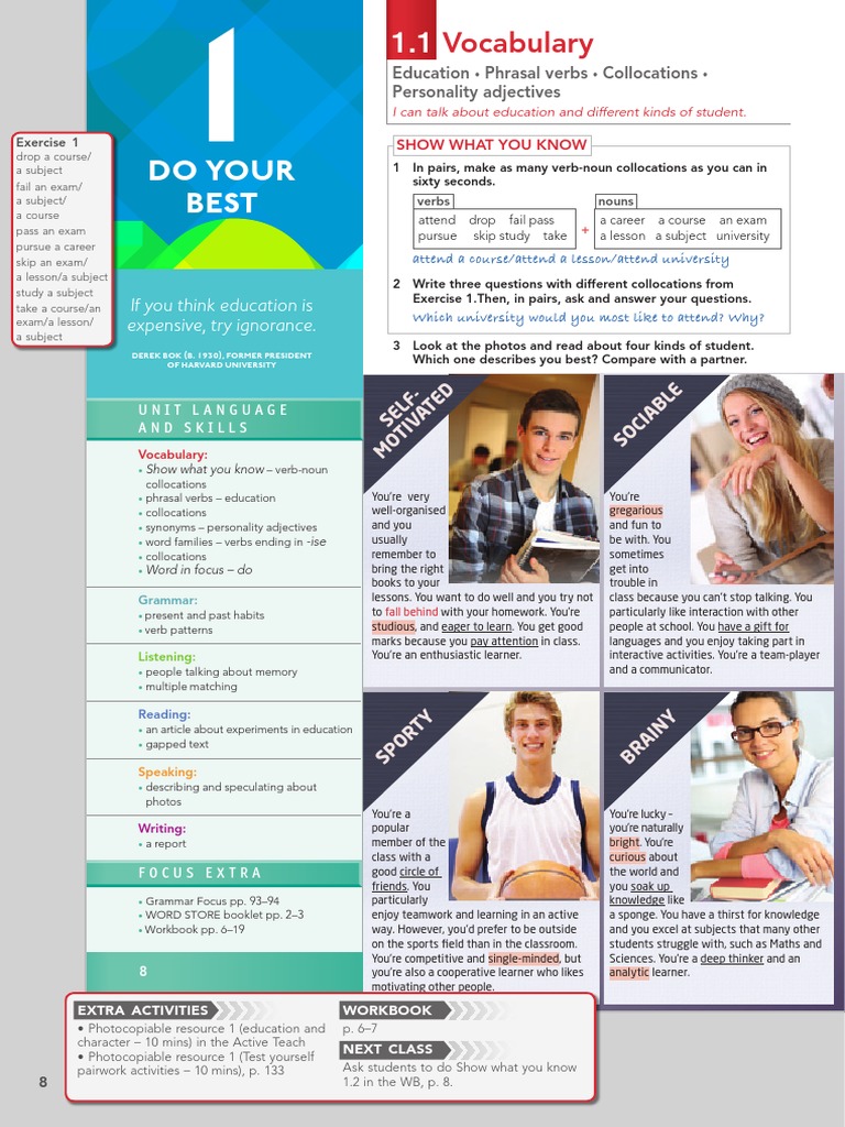 Focus B1 Part 2 Unit 1 Pdf Cognitive Science Linguistics