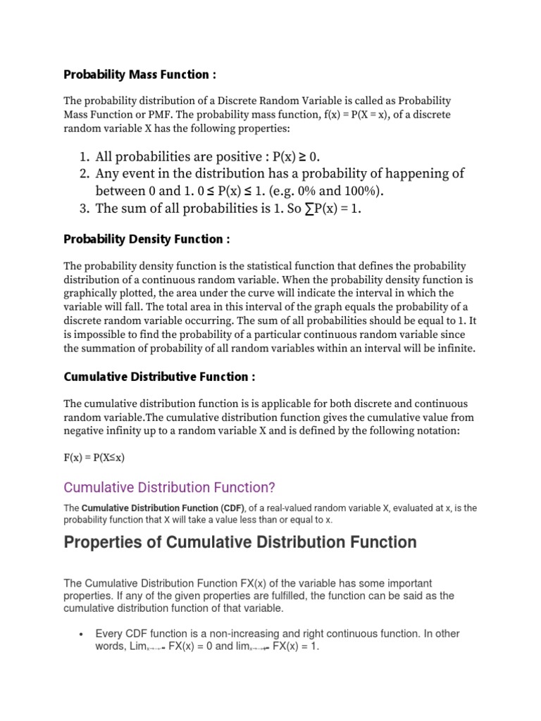 Probability Mass Function | PDF | Probability Distribution | Random ...