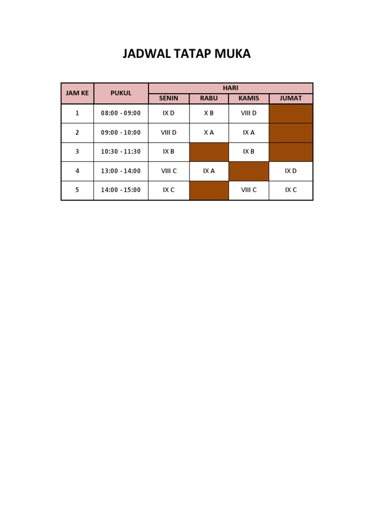 Jadwal Tatap Muka | PDF