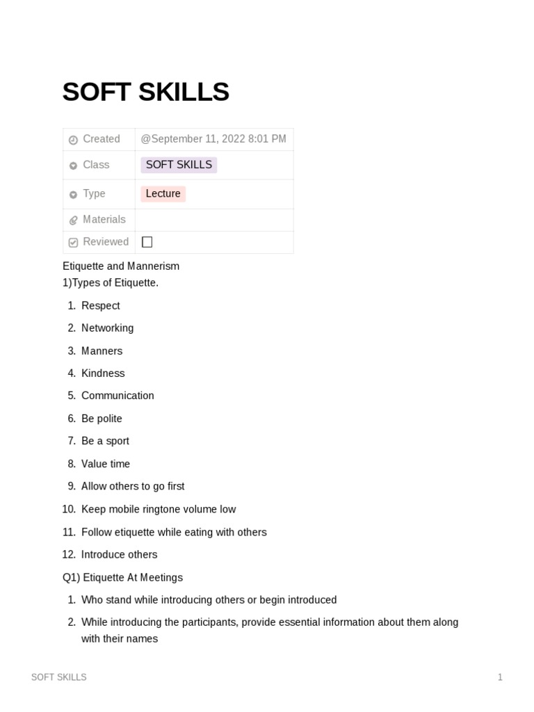 Soft Skills | PDF | Etiquette | Social Media