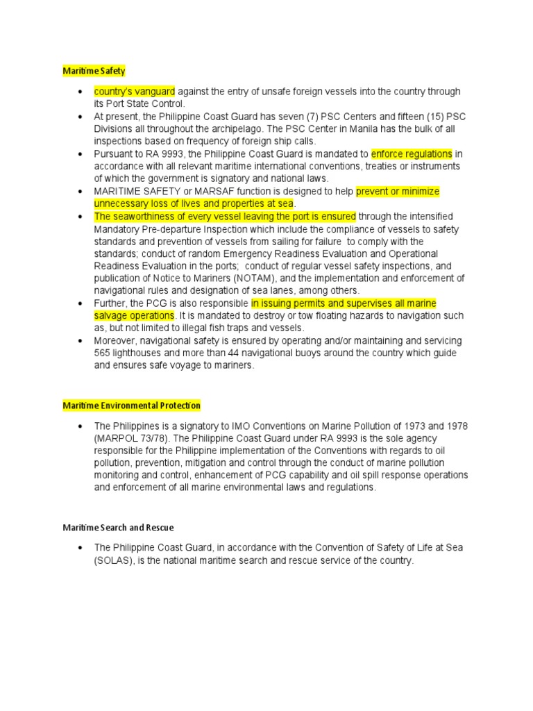 PCG Functions | PDF | Admiralty Law | Water Transport