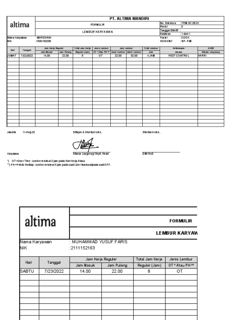 Form Lemburan NP Pim | PDF