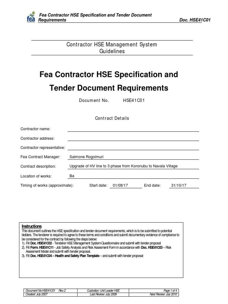 Contractor Hse Requirement | PDF | Occupational Safety And Health ...